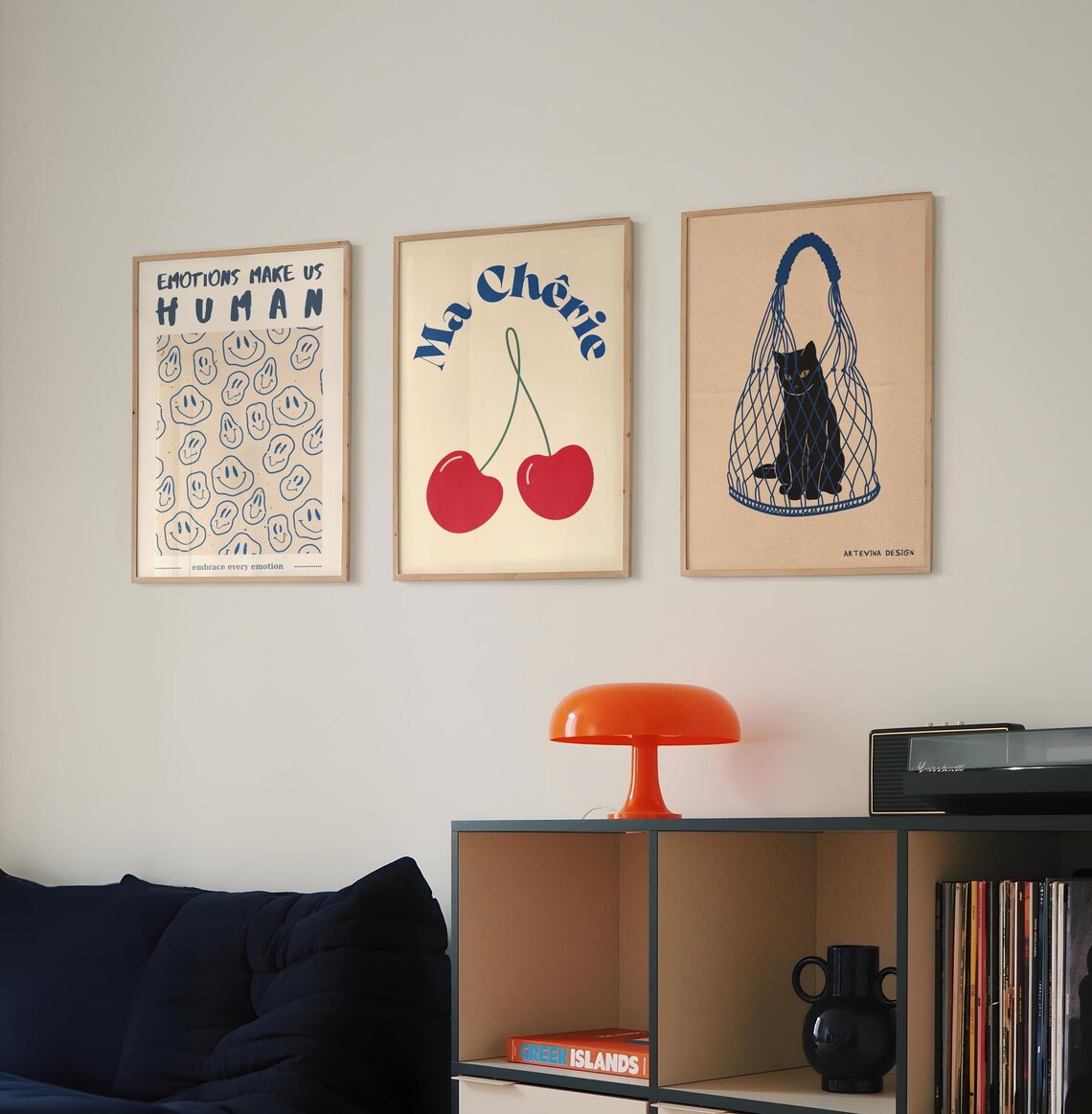 Cherry Poster Set: 70s Retro Trippy Wall Art (digital Download) - Etsy