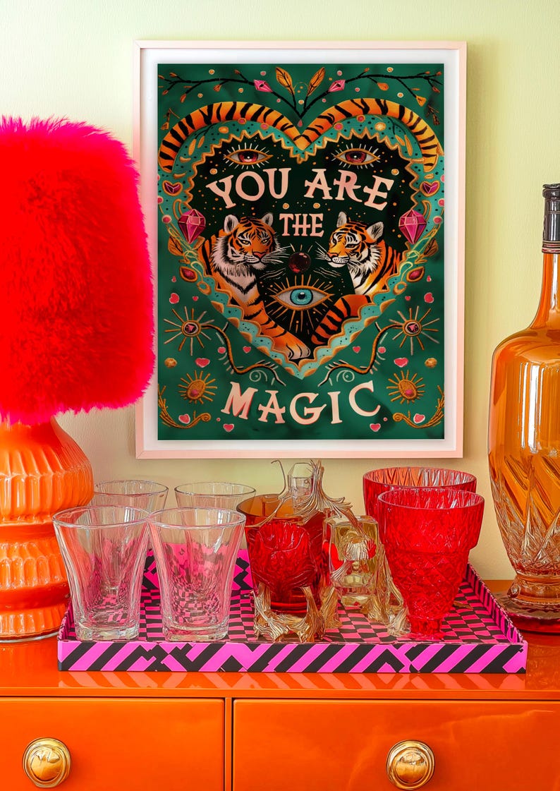 Sacred Heart Tiger Art Print: Maximalist Boho Home Decor - Etsy