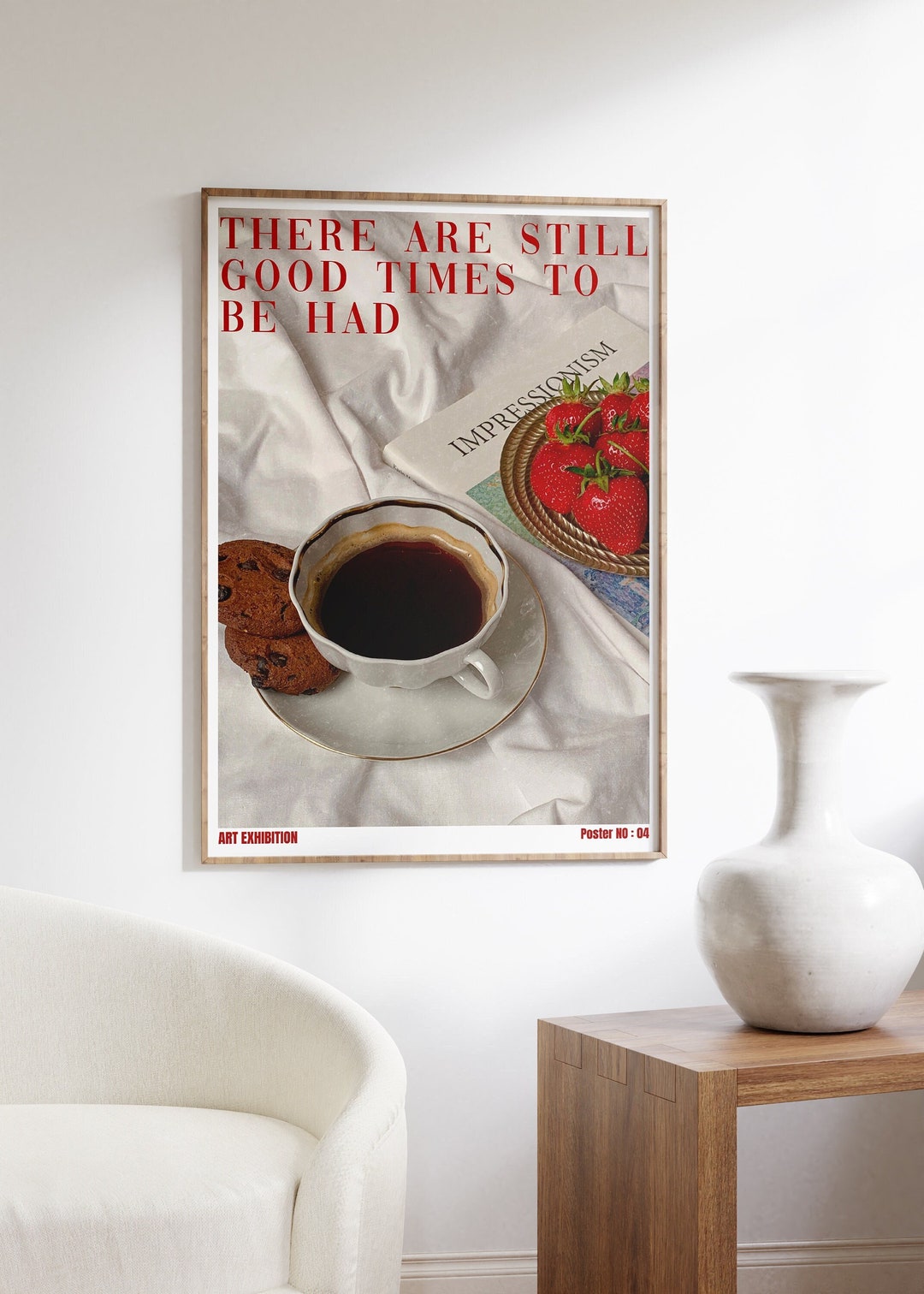 Affirmation Poster, 70s Wall Print, Red Wall Art, Newspaper Poster ...