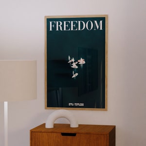 Freedom Poster, 70s Wall Print, Blue Wall Art, Yatch Poster, Summer ...