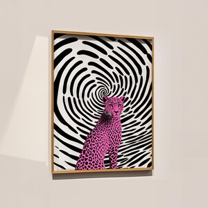 Black Wall Art, Leopard Poster, Bedroom Wall Decor, Trippy Poster ...