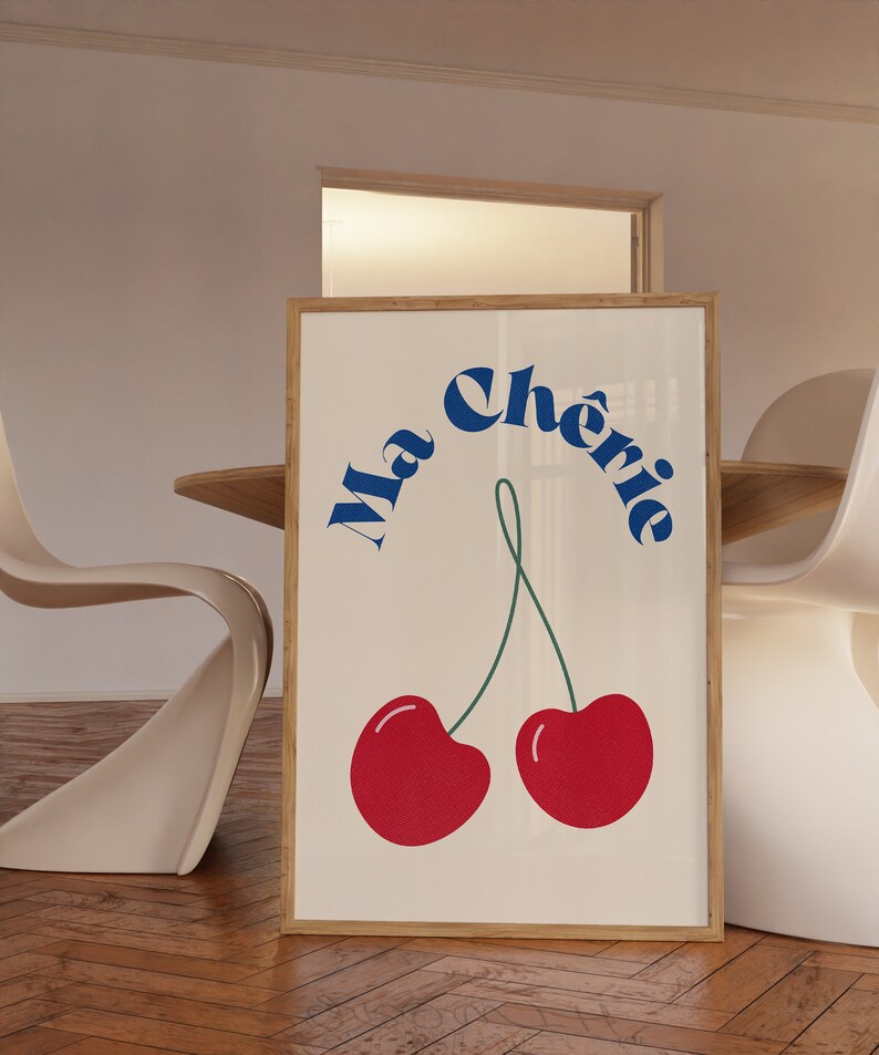 Retro Cherry 'ma Chérie' Poster: 70s Funky Wall Art (digital Download ...