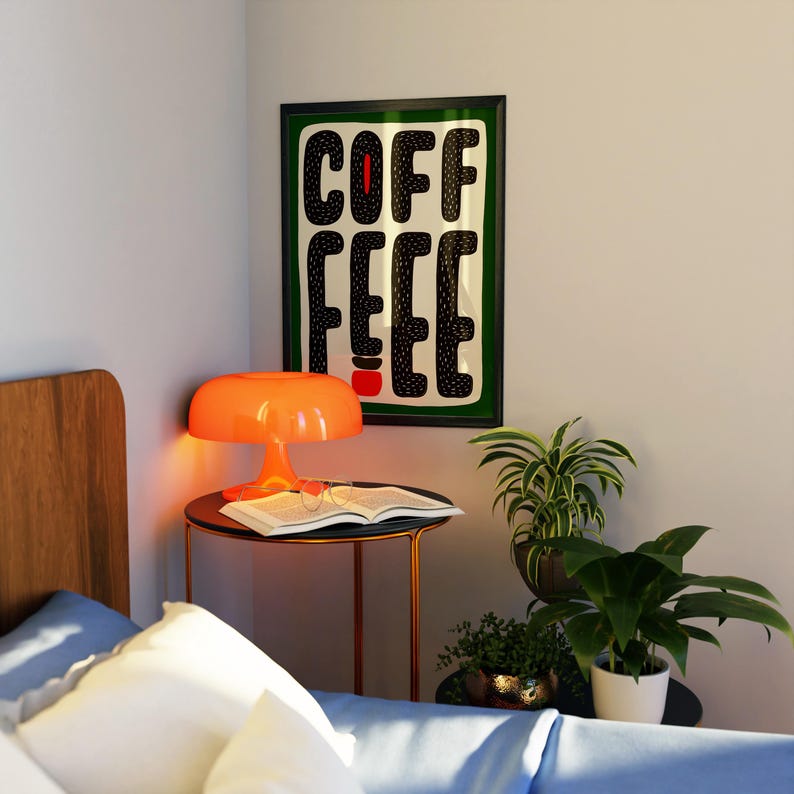 Coffee Poster Typography Print: Retro Kitchen Wall Art, Bold Cafe Quote ...