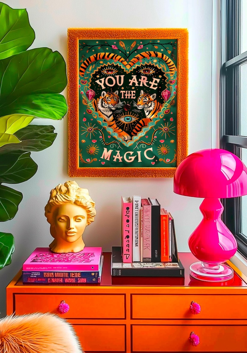 Tiger Sacred Heart Art Print: Maximalist Spiritual Eye Decor (digital ...