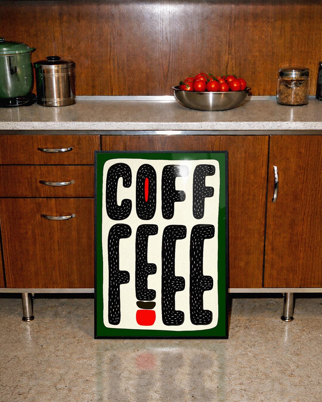 Coffee Poster Typography Print: Retro Kitchen Wall Art, Bold Cafe Quote ...