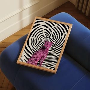 Black Wall Art, Leopard Poster, Bedroom Wall Decor, Trippy Poster ...