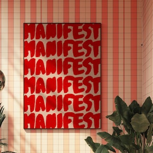Typography Poster, Manifest Print, Red Wall Art, Trendy Quote Print ...
