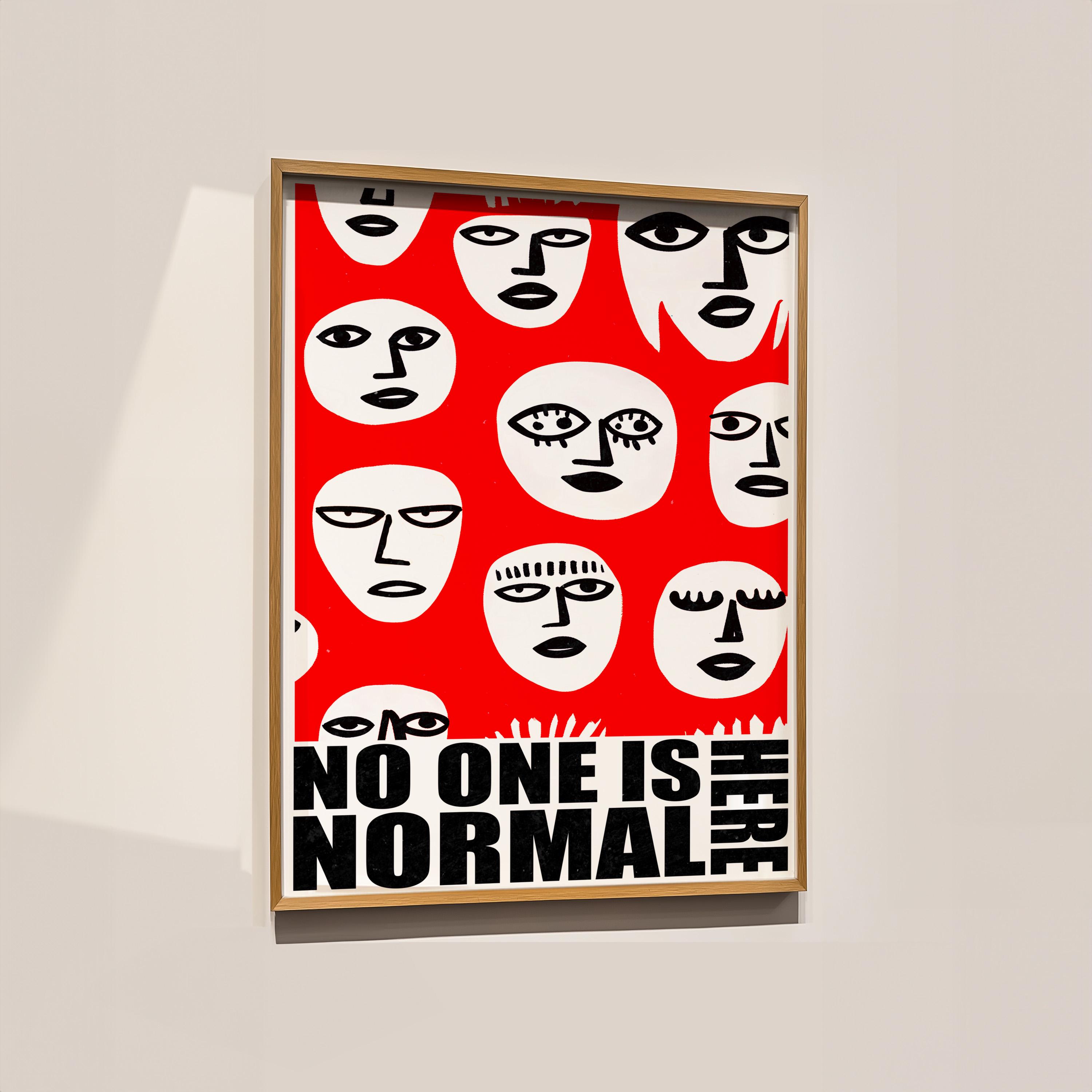 Red Abstract Face Art Print: Quirky Pop Surrealist Decor (digital ...