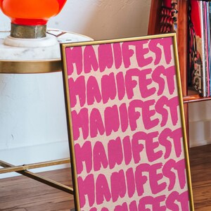 Manifest Poster, Typography Poster, Pink Wall Art, Bedroom Wall Decor ...