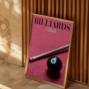 8 Pool Ball Print, Aesthetic Apartment Decor, Preppy Print, Billiards ...