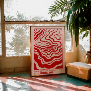 Affirmation Poster, 70s Poster, Red Wall Art, Trendy Wall Art, Hippie ...