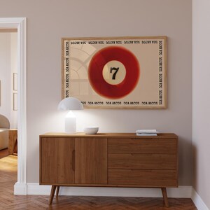 Lucky Seven Pool Ball, Red Wall Art, Retro Poster, Vintage Billiard ...