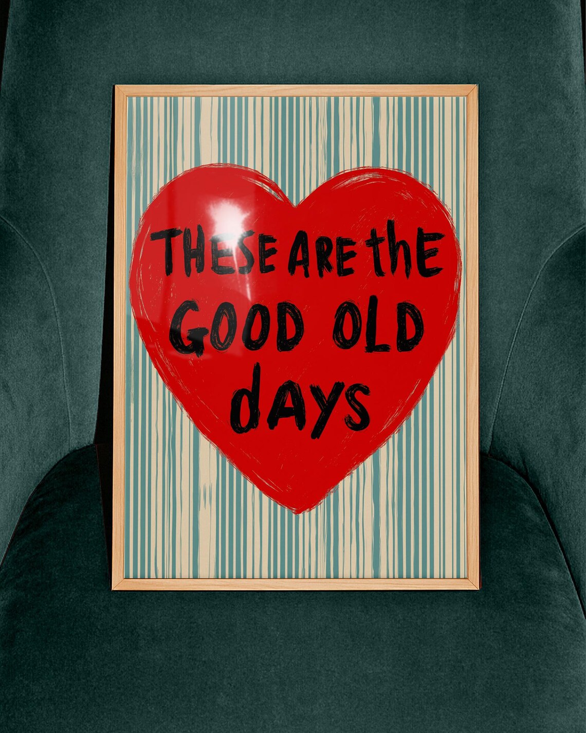 Good Old Days Poster: Retro Heart Wall Art, Nostalgic Typography Print ...