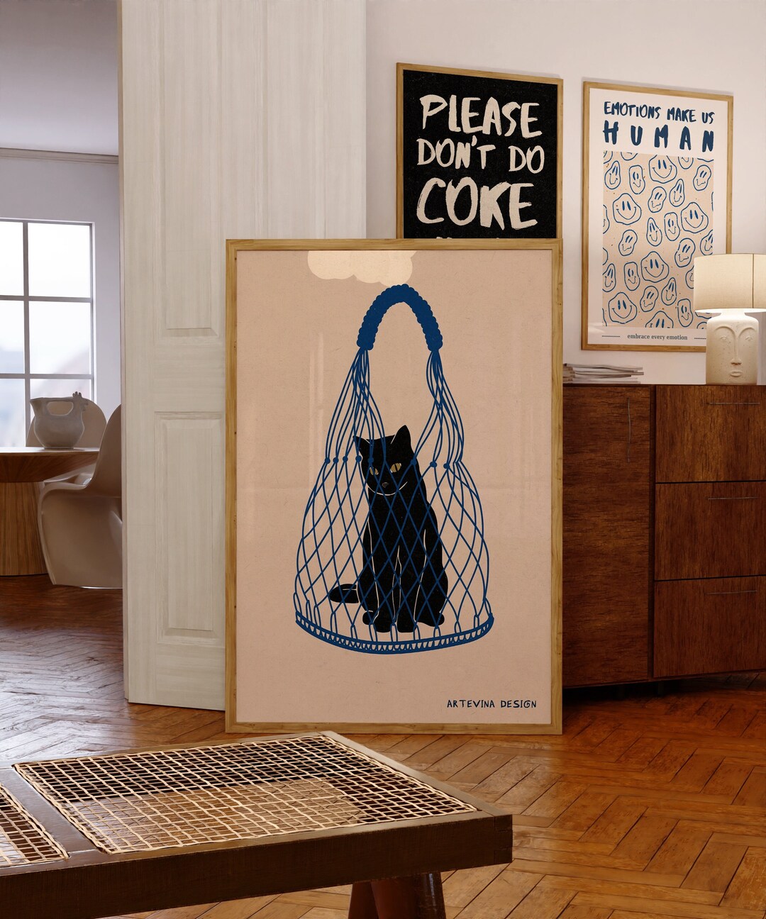 Cat Poster, 70s Retro Print, Animal Poster, Psychedelic Poster, Trippy ...