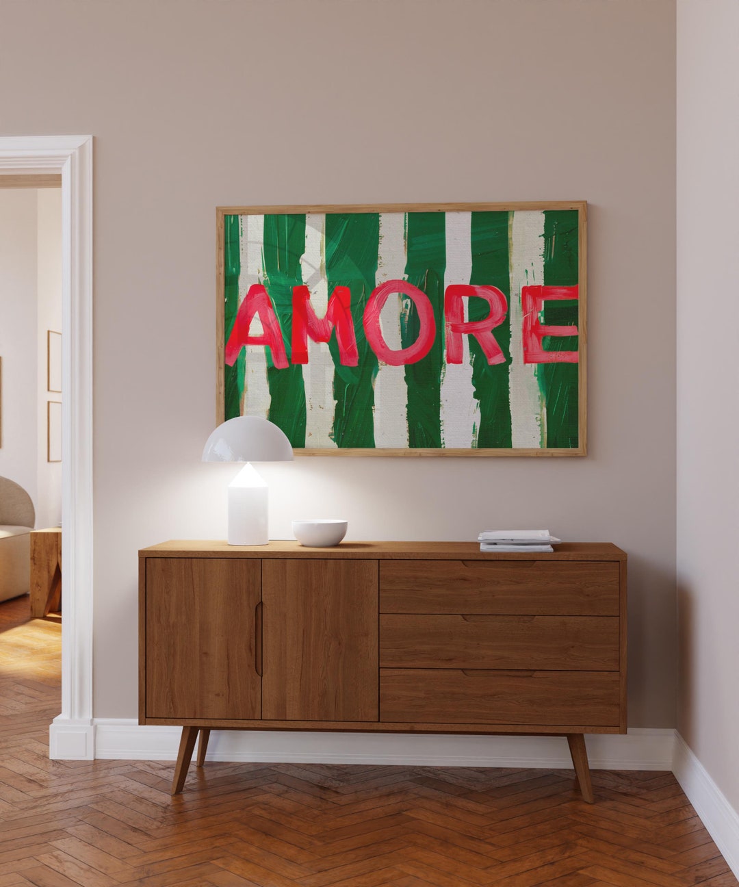Typography Poster, Green Wall Art, Stripe Print, Kitchen Wall Decor ...