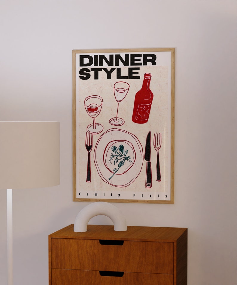 70s Dinner Party Poster: Retro Kitchen Wall Art (digital Download) - Etsy
