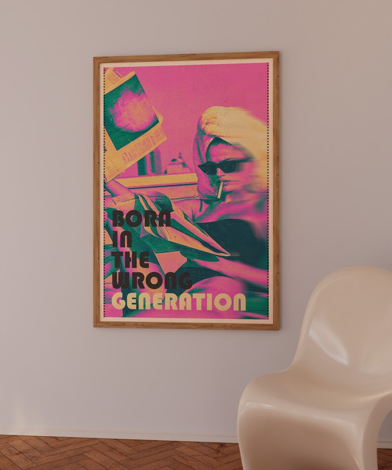 Retro Woman Poster Pink Wall Art 70s Psychedelic Funky Wall - Etsy