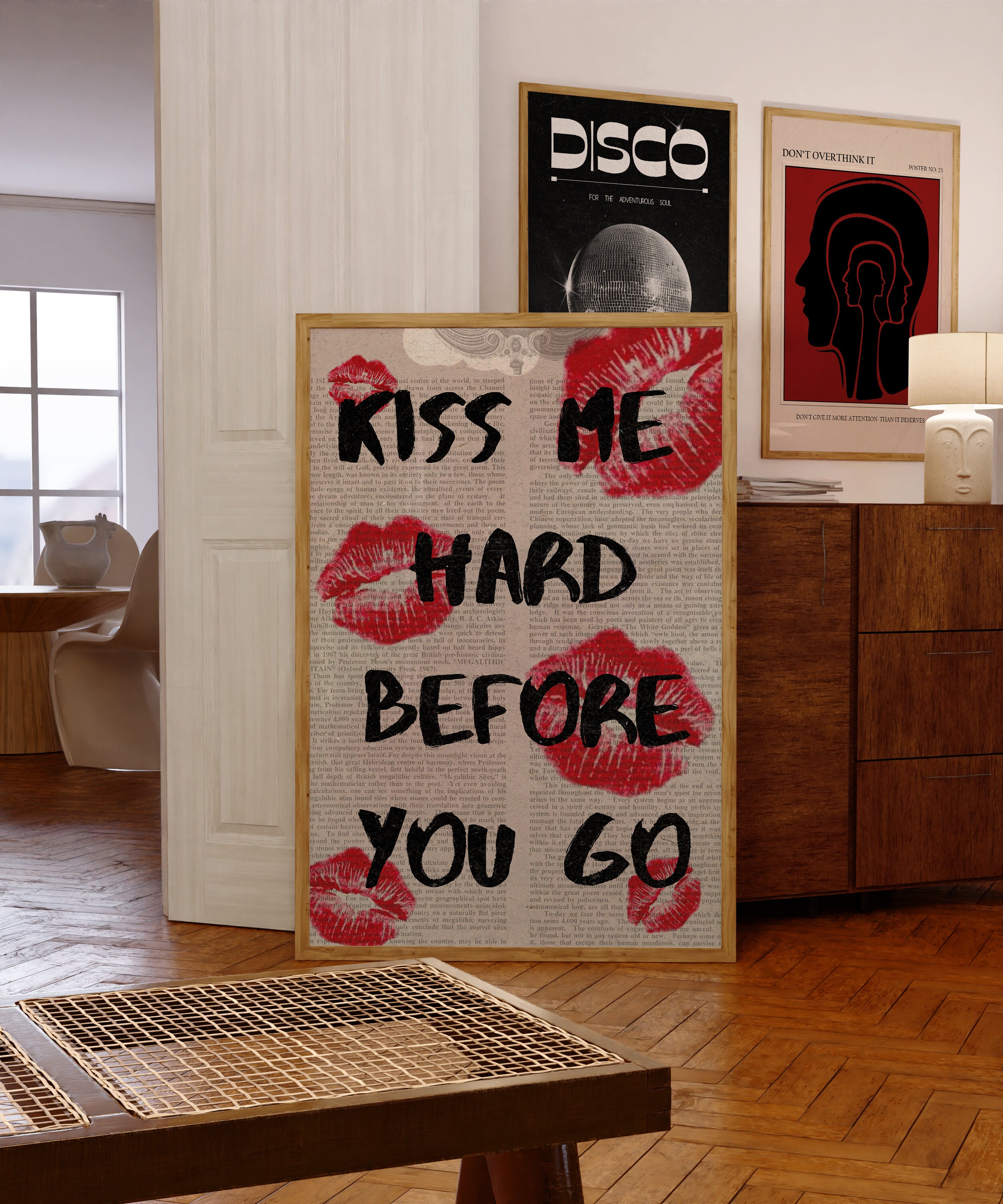 Kiss Poster 70s Poster Red Wall Art Trendy Wall Art Hippie - Etsy UK