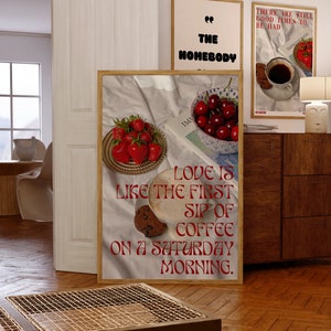 Affirmation Poster, 70s Wall Print, Red Wall Art, Newspaper Poster ...