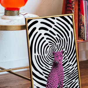 Black Wall Art, Leopard Poster, Bedroom Wall Decor, Trippy Poster ...