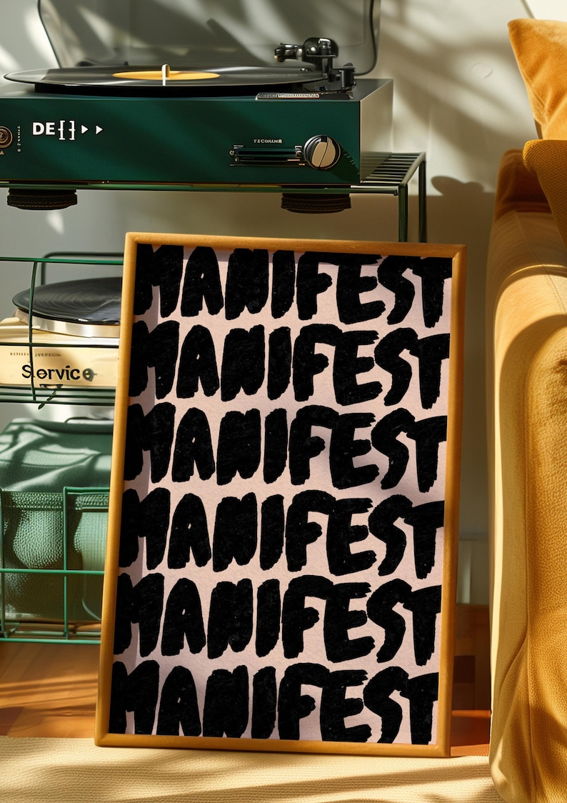 Manifest Typography Poster: Black Ink Wall Art - Etsy
