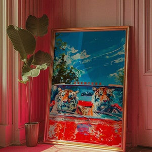 Psychedelic Tiger Art Print: Maximalist Dopamine Decor (digital ...