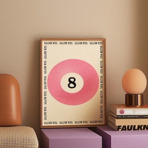 8 Pool Ball Poster, Aesthetic Apartment Print, Preppy Poster, Billiards ...