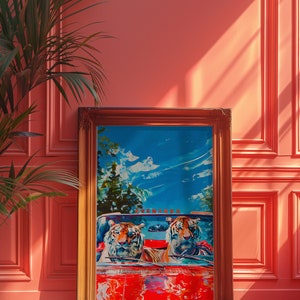 Psychedelic Tiger Art Print: Maximalist Dopamine Decor (digital ...