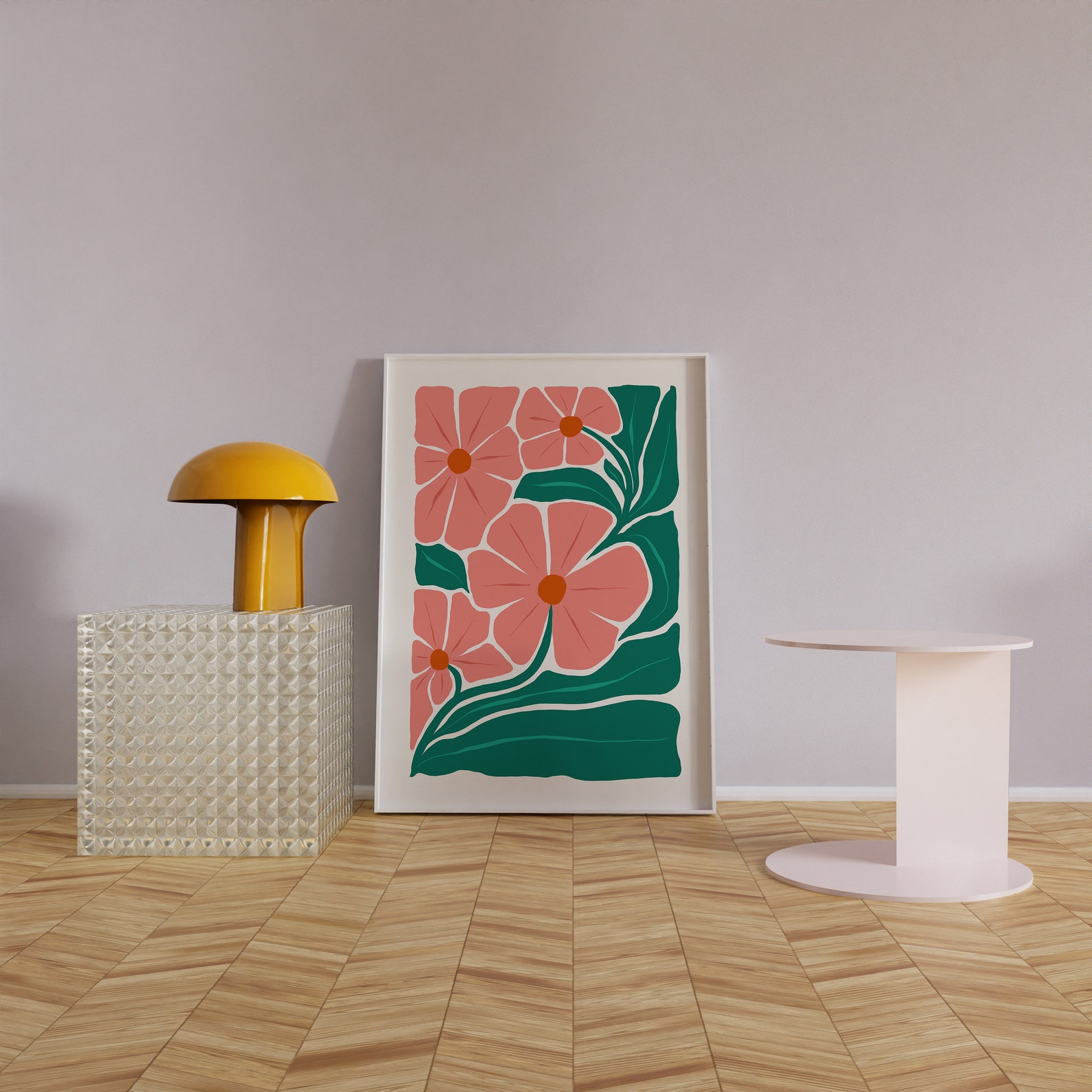 Retro Flower Poster 70s Print Trendy Wall Art Minimal - Etsy