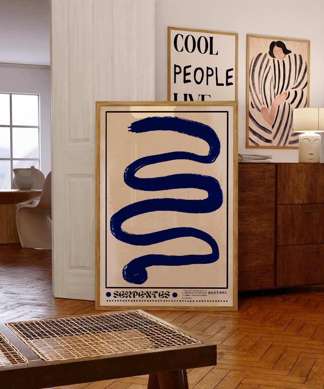 Blue Snake Poster: 70s Retro Art Print (digital Download) - Etsy