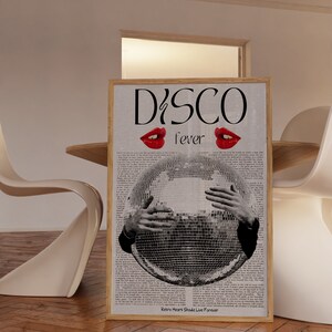 Disco Magazine Poster, 70s Wall Print, Black Wall Art, Newspaper Poster ...