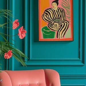 70s Retro Poster, Orange Wall Art, Trendy Decor, Kitsch Aesthetic Print ...