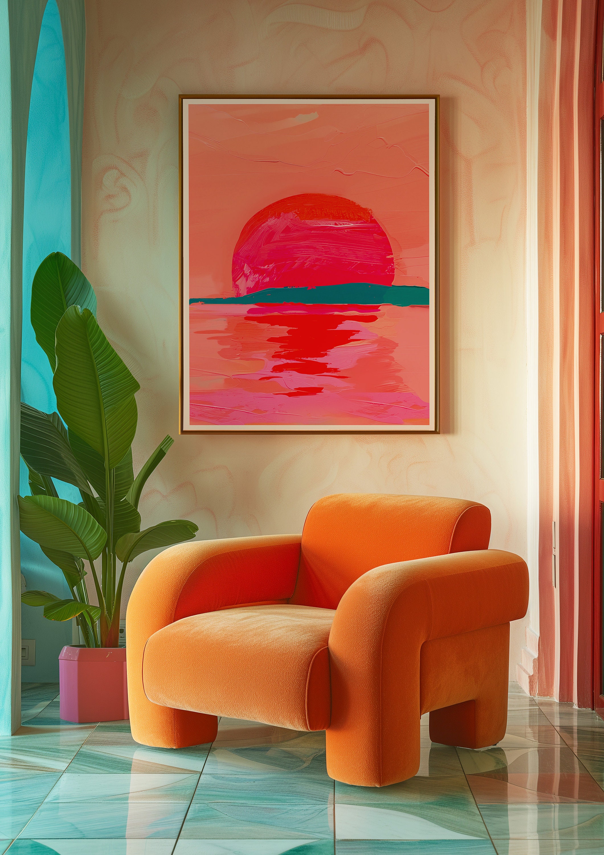 Red Sunset Poster: Psychedelic Y2K Wall Art (digital Download) - Etsy