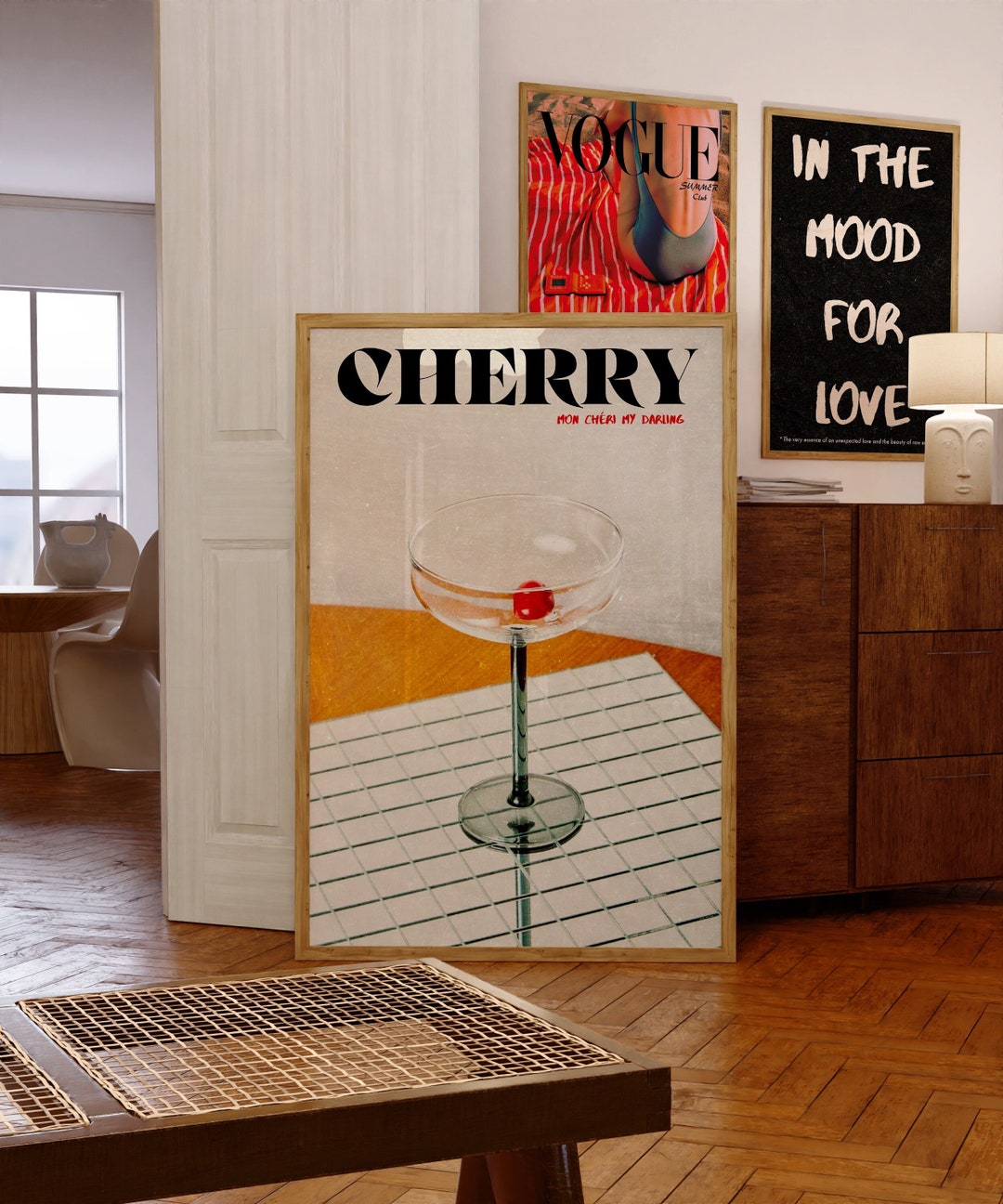Cherry Poster, Retro Wall Art, 70s Psychedelic Print, Funky Wall Decor ...