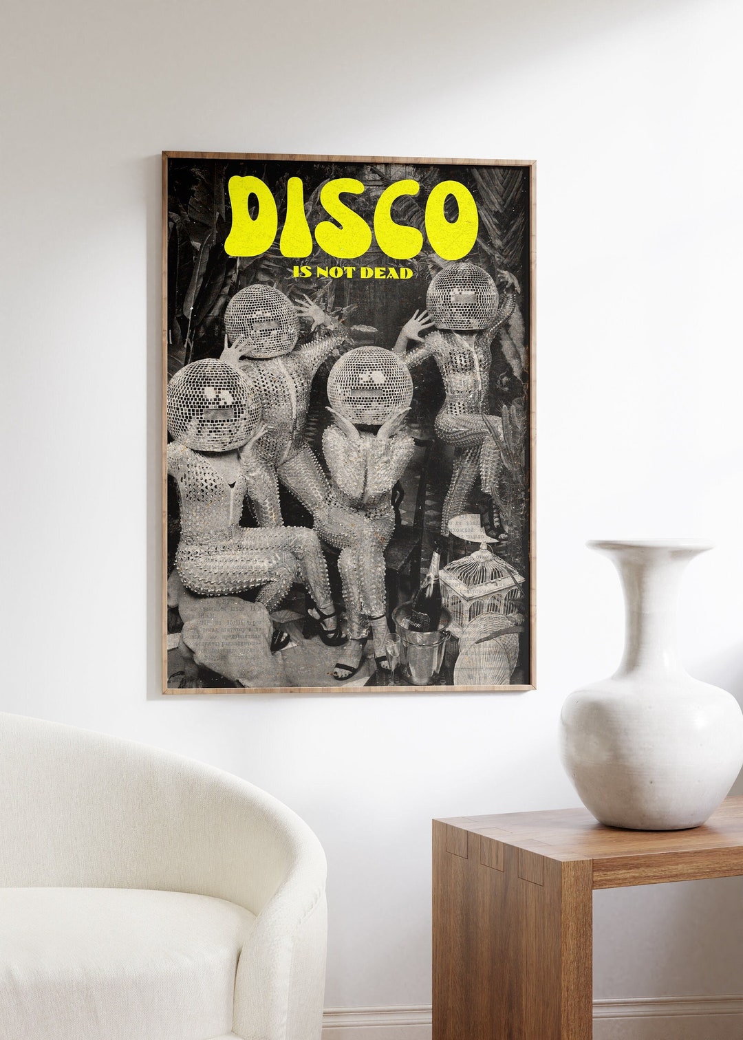 Party Poster, 70s Wall Art, Black Wall Art, Disco Ball Print ...