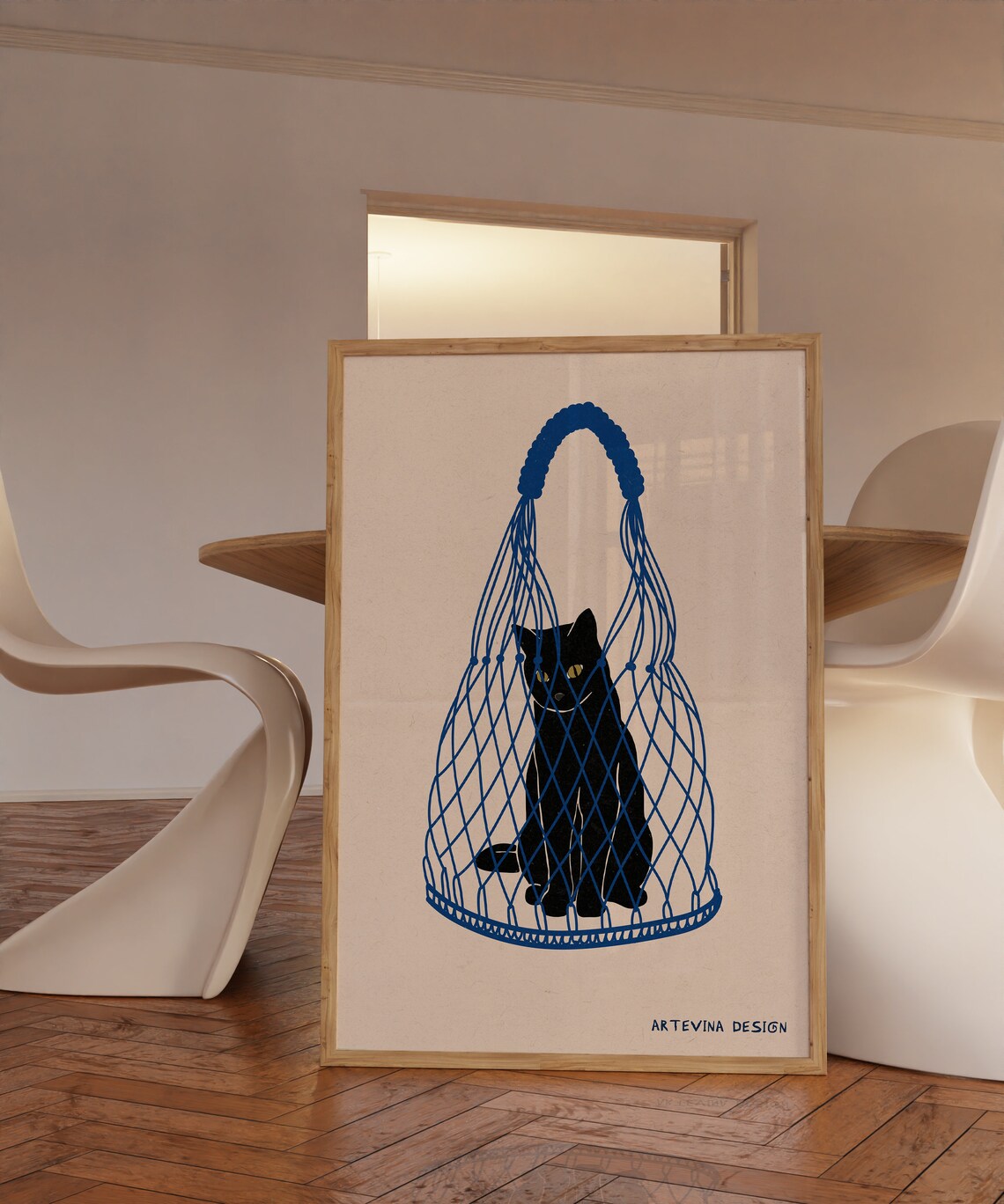 Cat Poster 70s Retro Print Animal Poster Psychedelic - Etsy