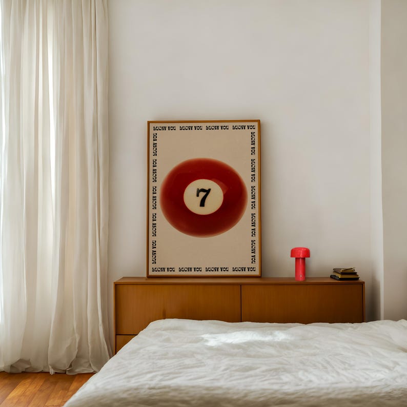 Lucky Number 7 Pool Ball Print: Retro Billiards Poster - Etsy