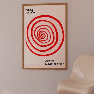 Red Wall Art, 70s Print, Dopamine Decor, Typography Print, Trendy Wall ...