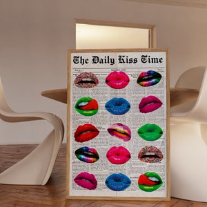 Psychedelic Kiss Newspaper Poster: 70s Retro Wall Art (digital Download ...