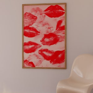 Red Lips Poster: 70s Retro Wall Art Print - Etsy