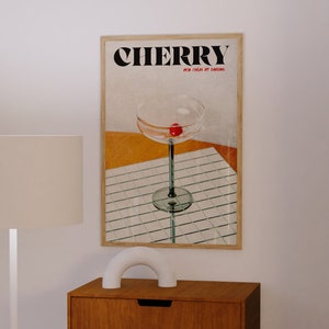 Cherry Poster, Retro Wall Art, 70s Psychedelic Print, Funky Wall Decor ...