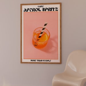 Aperol Spritz Poster, 70s Poster, Orange Wall Art, Kitchen Wall Decor ...