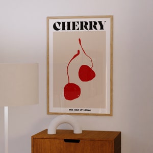 Cherry Poster, Retro Wall Art, 70s Psychedelic Print, Funky Wall Decor ...