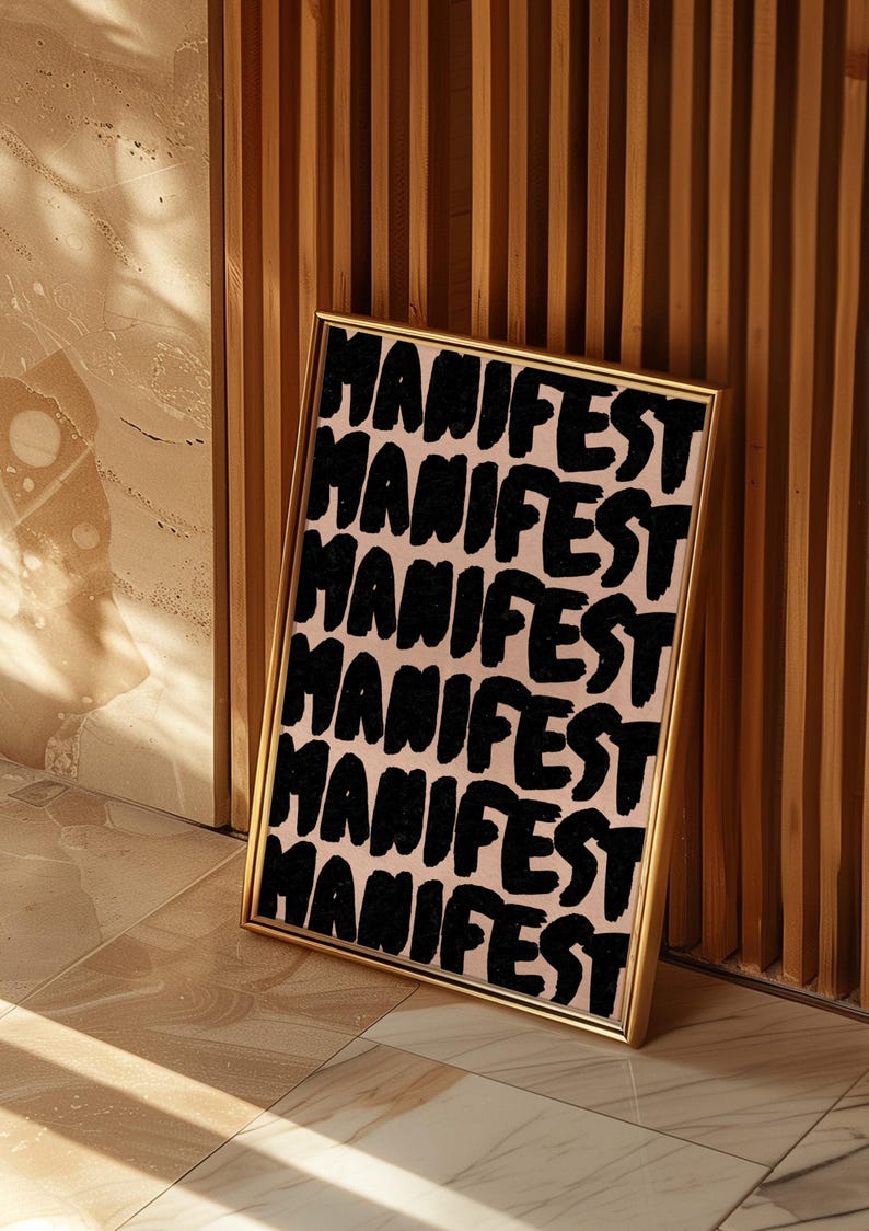 Manifest Typography Poster: Black Ink Wall Art - Etsy