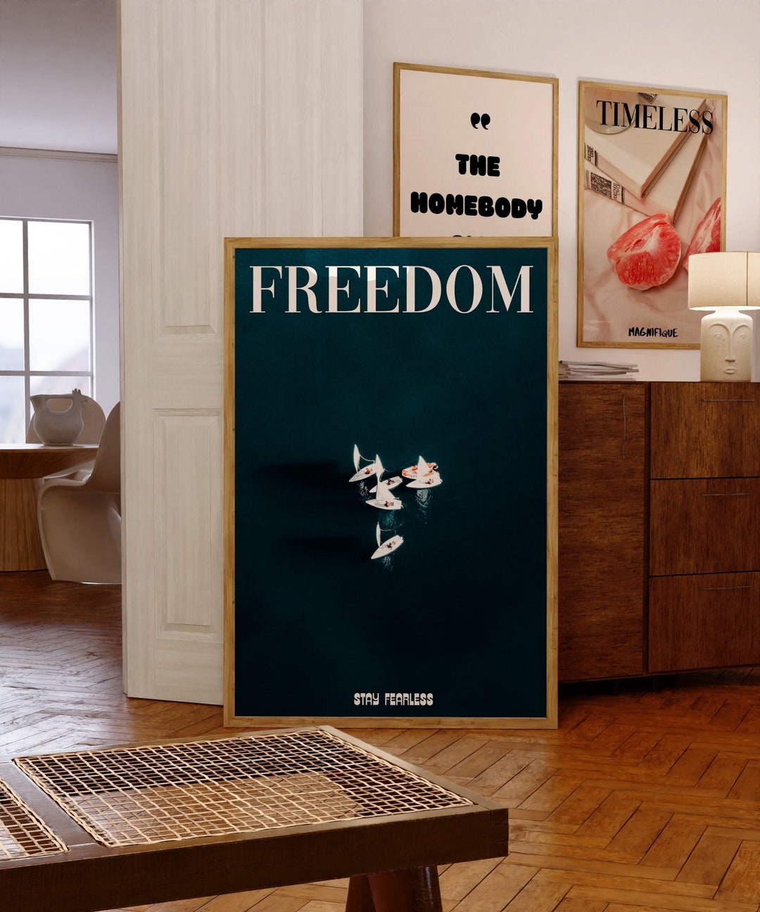 Freedom Poster, 70s Wall Print, Blue Wall Art, Yatch Poster, Summer ...