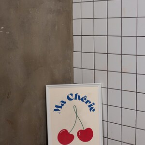 Ma Cherie Cherry Poster, Retro French Style, Vintage Fruit Composition ...