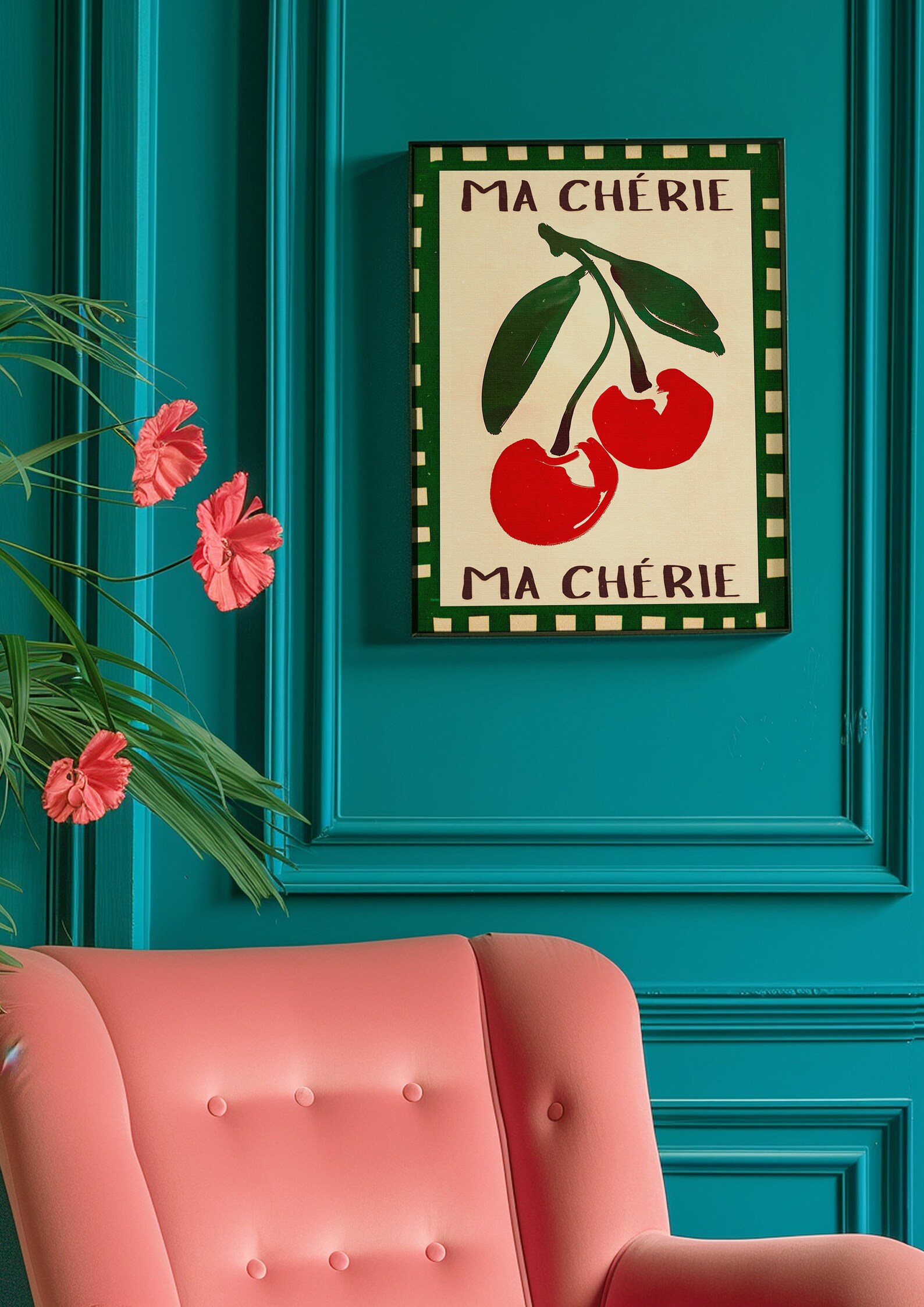 Cherry 'ma Chérie' Poster: Retro Kitchen Wall Art - Etsy
