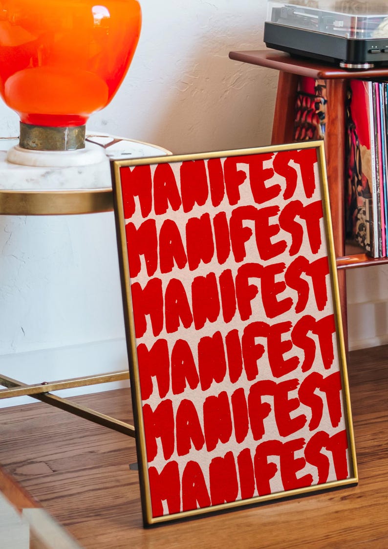 Manifest Typography Poster: Red Eclectic Wall Art - Etsy