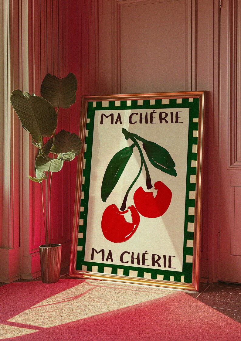 Cherry 'ma Chérie' Poster: Retro Kitchen Wall Art - Etsy