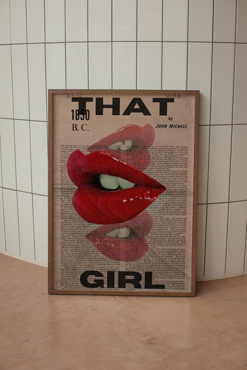 Vintage Magazine Lips Poster: 70s Retro Red Wall Art (digital Download ...